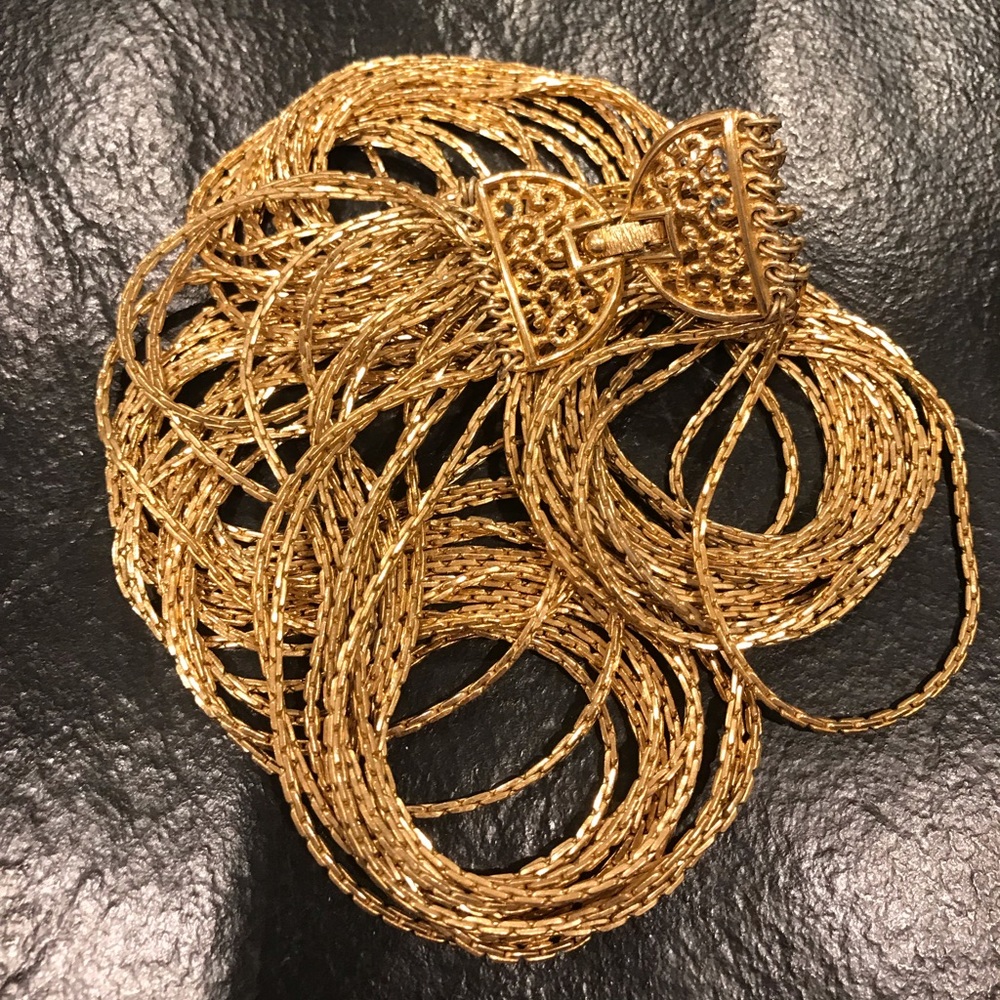 Monet Multichain Gold Tone Strand Necklace - Gem